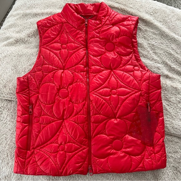Louis Vuitton | Jackets & Coats | Louis Vuitton Red Flower Monogram ...